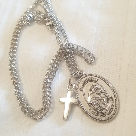 Jewelry | New St Anthony Cross Silver Necklace | Poshmark